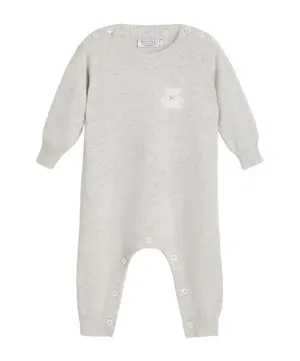 Brunello Cucinelli Button-embellished Teddy-appliqu Romper - Light Gray
