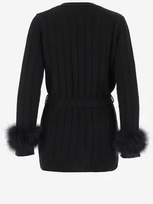 Valentino Garavani V-neck Feather Trim Cardigan