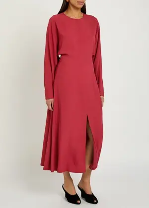 JOSEPH Hills Cut-out Crepe Midi Dress - Red