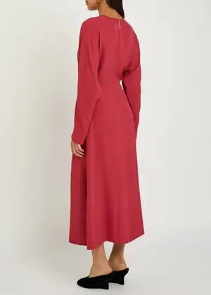 JOSEPH Hills Cut-out Crepe Midi Dress - Red