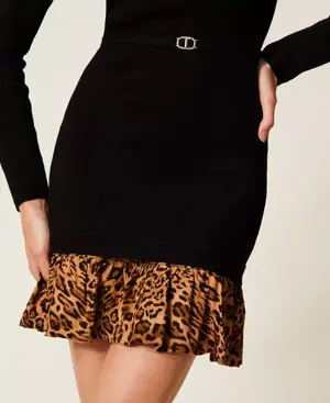 TWINSET Animal Printed Insert Mini Knitted Dress