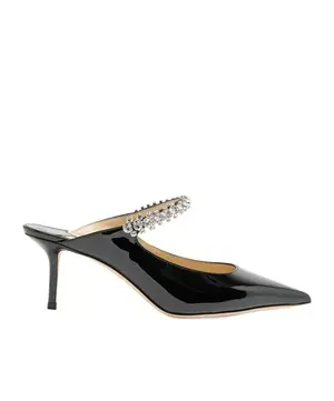 JIMMY CHOO Bing 65 Embellished Patent Leather Mules - Black