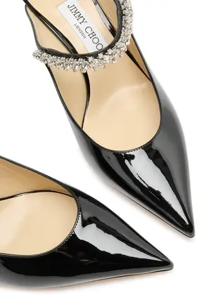 JIMMY CHOO Bing 65 Embellished Patent Leather Mules