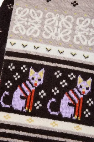 Loewe Cat-motif Patterned Scarf - Nude
