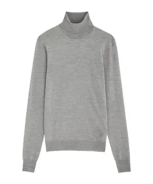 Saint Laurent Cassandre Fine-knit Wool Jumper - Gray