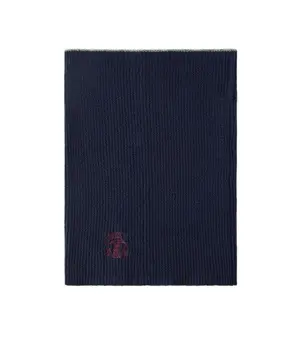 Brunello Cucinelli Logo Embroidered Cashmere Scarf