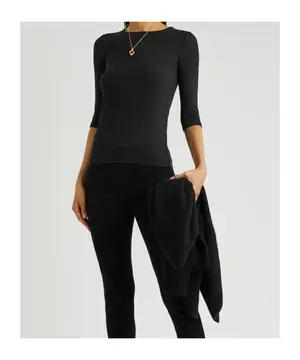 Vince Ribbed Stretch-jersey Top