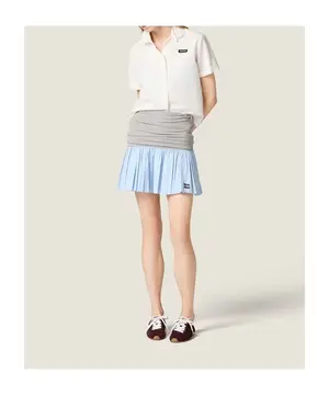 Miu Miu Jersey And Poplin Skirt - Blue