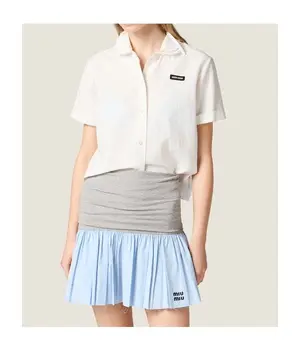 Miu Miu Jersey And Poplin Skirt - Blue