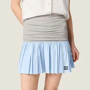 Miu Miu Jersey And Poplin Skirt - Blue