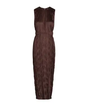 Staud Staud Belted Plissé Midi Dress Black