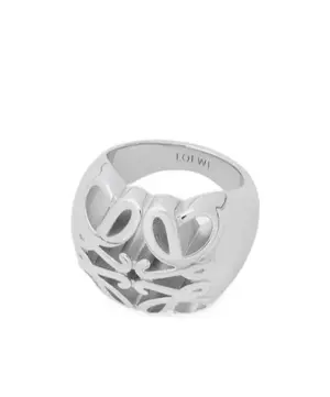 Loewe Sterling Anagram Bombe Signet Ring - Silver