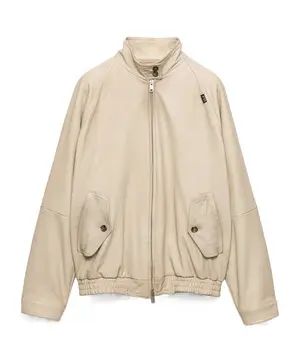 Prada Nappa Leather Blouson Jacket - Ivory