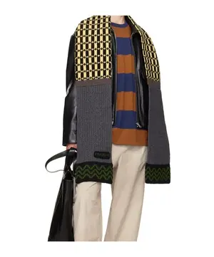 Marni Geometric-pattern Ribbed Scarf