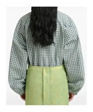 Marni Checked High Neck Blouse - Green