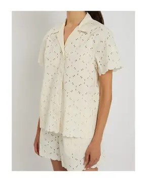 Moncler Embroidered Cotton-blend Shirt - White