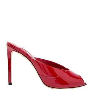 JIMMY CHOO Brigitte 100 Patent Leather Mules - Red