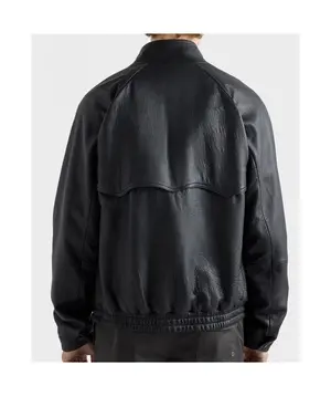 Prada Nappa Leather Zip-up Jacket With Stand Collar