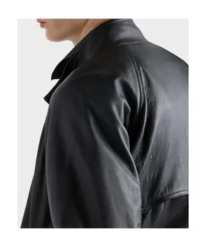 Prada Nappa Leather Zip-up Jacket With Stand Collar