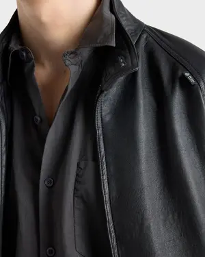 Prada Nappa Leather Zip-up Jacket With Stand Collar