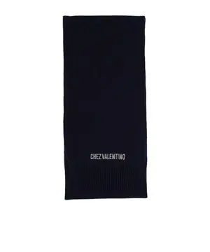 Valentino Garavani Logo Embroidered Knitted Scarf - Black