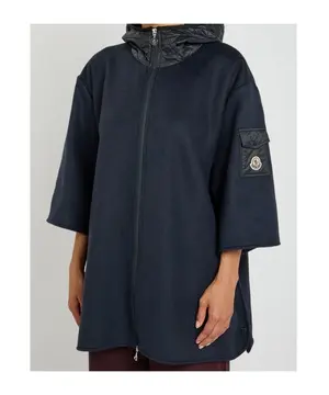 Moncler Hooded Shell And Wool-blend Cape Coat