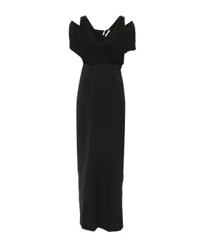 Patrizia Pepe Draped V-neck Maxi Dress