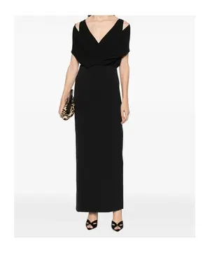 Patrizia Pepe Draped V-neck Maxi Dress