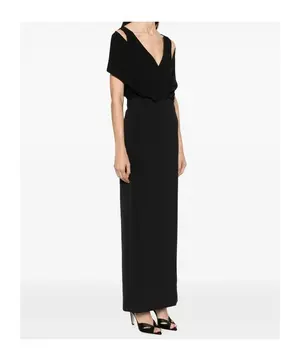 Patrizia Pepe Draped V-neck Maxi Dress
