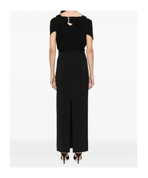 Patrizia Pepe Draped V-neck Maxi Dress