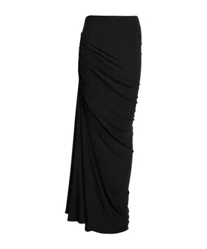 Alaïa Ruched Stretch-mesh Maxi Skirt - Black