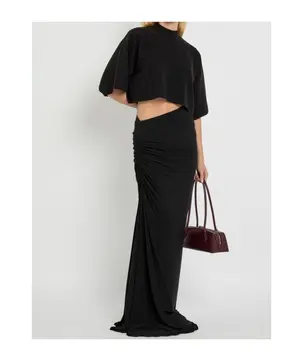 Alaïa Ruched Stretch-mesh Maxi Skirt