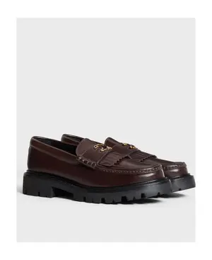 Celine Margaret Loafer With Triomphe Frame In Polished Bull