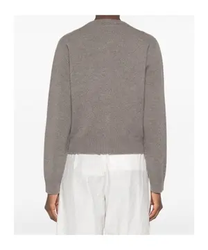 Fabiana Filippi Crew Neck Long Sleeve Embellished Knit Top - Gray