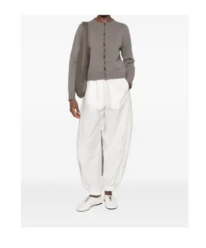 Fabiana Filippi Crew Neck Long Sleeve Embellished Knit Top - Gray