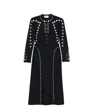 Coperni Metallic-embellished Long-sleeve Dress - Black