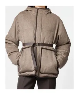 TOD'S Padded Hooded Coat With Leather Trim