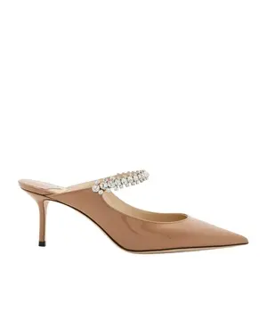 JIMMY CHOO Bing 65 Embellished Patent Leather Mules - Brown