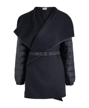 Moncler Quilted Wool Cape Coat - Black