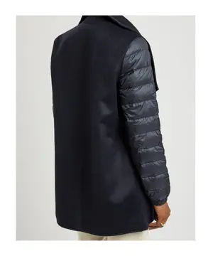 Moncler Quilted Wool Cape Coat With Shawl Collar - Black