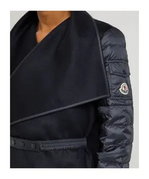 Moncler Quilted Wool Cape Coat With Shawl Collar - Black