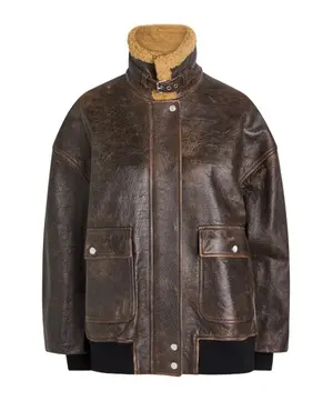 Khaite Sandor Shearling-collar Leather Jacket - Black