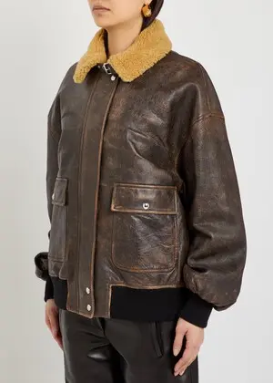 Khaite Sandor Shearling-collar Leather Jacket