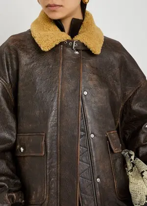 Khaite Sandor Shearling-collar Leather Jacket