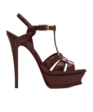 Saint Laurent Tribute Platform Sandals In Patent Leather - Red