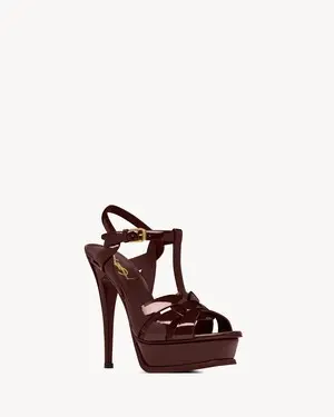 Saint Laurent Tribute Platform Sandals In Patent Leather