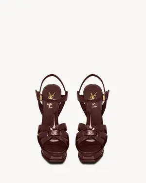 Saint Laurent Tribute Platform Sandals In Patent Leather