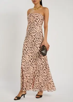 Staud Cassie Tortoise-print Silk Midi Dress