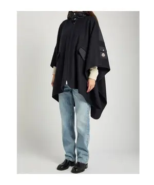 Moncler Hooded Shell And Wool-blend Cape Coat
