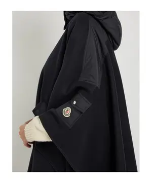 Moncler Hooded Shell And Wool-blend Cape Coat